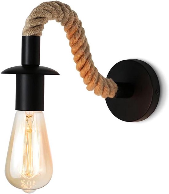 Vintage industriële wandlamp van henneptouw - ideaal voor loft, hal of ...
