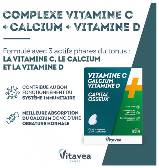 Vitavea Vitamine C Calcium Vitamine D 24 Kauwtabletten | bol