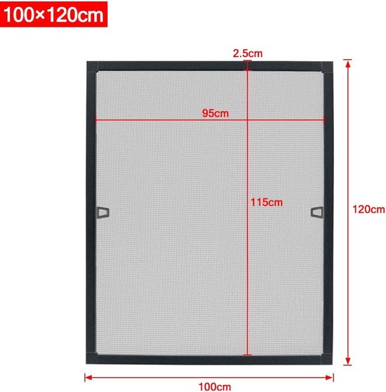 NAIZY Vliegenhor Raam met Aluminium Frame 100x120cm Hor Muggenhor ...