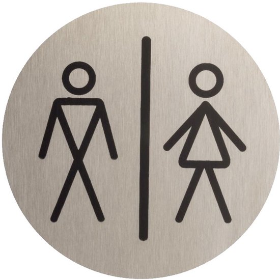 Domino Toiletbordje Dames/Heren - Roestvrij Staal INOX - WC Pictogram ...