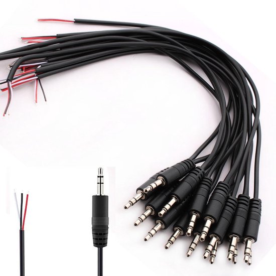 "35 mm Jack Plug - TRS 3-Polige Audio Stekker voor Solderen, 30 cm Mini ...