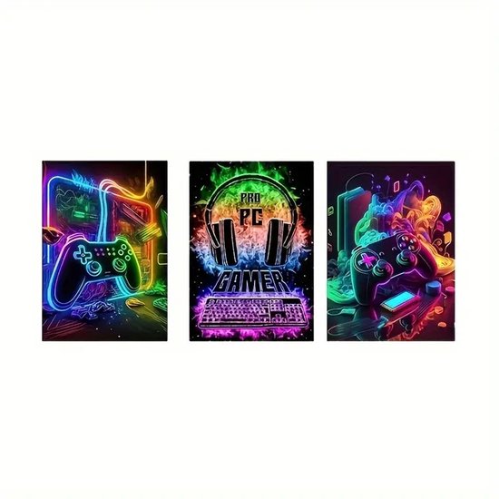 Canvas poster - 3 posters - Gaming life - muurposter - jongenskamer ...