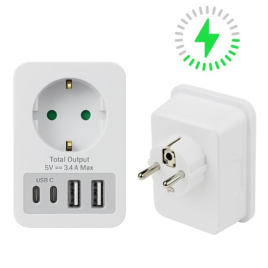 Narvie RA Stopcontact met 2 USB-A & 2 USB-C Poorten – Kinderbeveiliging ...