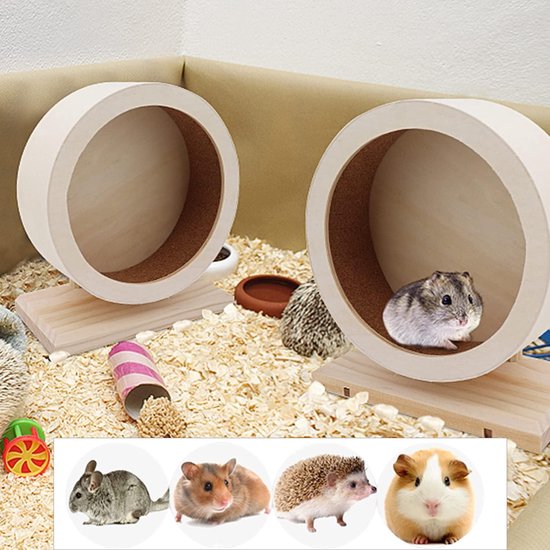 Speelgoed voor kleine dieren: Loopfiets en stil oefenwiel van hout | bol