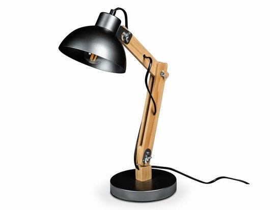 Lanterfant® Lamp Martijn - Bureaulamp - Hout- Staal - Donkergrijs | bol.com