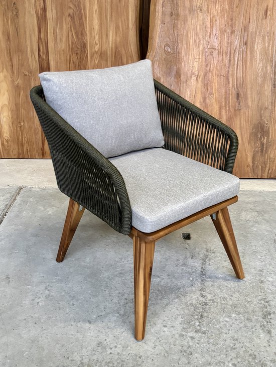 Tuinset oud teak matrix of U poot "200cm" incl 4 Marisol rope | bol