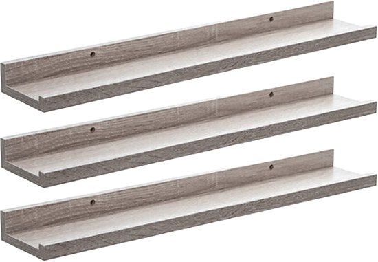 Five foto wandplank Fixy - 3x - beige - eiken hout look - 58 x 10 x 4 ...