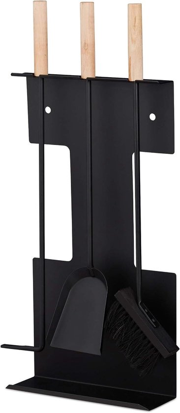 Haardset modern 4-delige set met schep bezem pook houder staal voor ...