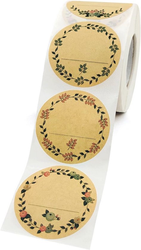 Ronde Zelfklevende Kraftpapieren Stickers - 1000 Stuks voor Jam, Bakken ...