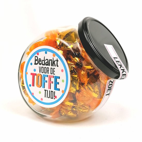 Snoeppot - "Bedankt voor de TOFFE tijd" toffee - bedankje - bedankt cadeautje - einde... | bol