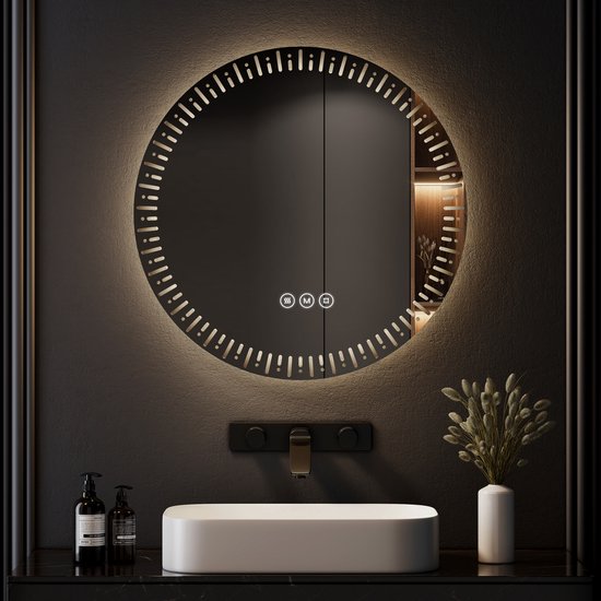 EMKE Design Spiegel met Verlichting - Touch & Dimbaar - 3 Lichtkleuren ...