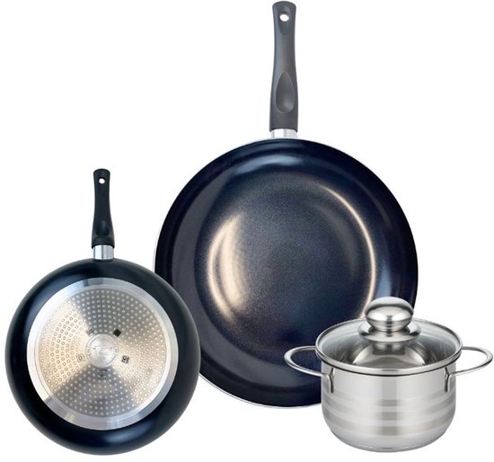 Set van 2 kookpannen (20 en 28 cm) en 1 steelpan (14 cm) Elo Prima Brillant | bol