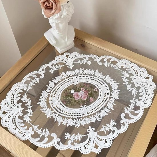 2 stks Retro Ovale Kant Placemats Prachtige Franse Bloem Geborduurde ...
