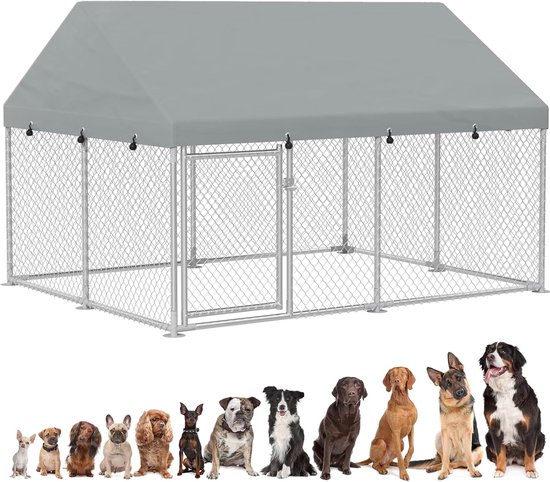 NAIZY Outdoor hondenkennel 250 x 200 x 165 cm groot hondenhok verzinkt ...
