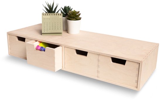 Creative Deco Mini Houten Kist met 4 Laden | Opbergkast | Onbeschilderd ...