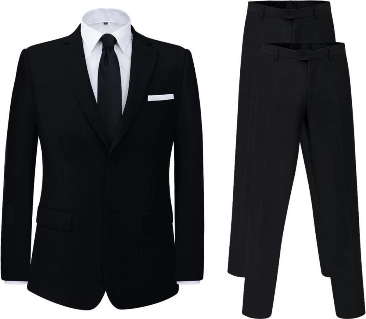 vidaXL Zakelijk pak met extra pantalon 2-delig zwart maat 48 | bol.com