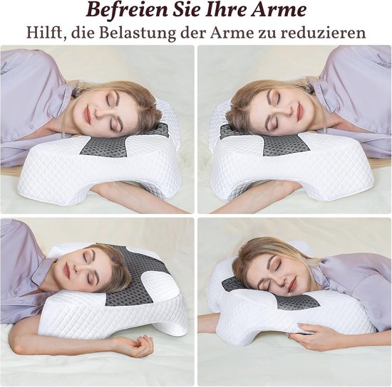 Ergonomisch Zijslaapkussen met Armgat - Orthopedisch Traagschuim Kussen voor Nekkussen... | bol