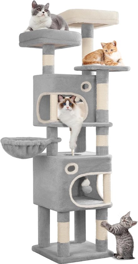 Hoogwaardige Kat Krabpaal 159 cm met Multi-Functie Speelplaats voor ...