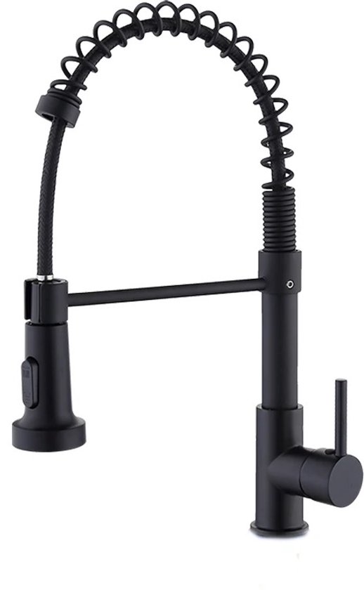 Kraan - Keukenkraan - Keukenkraan met uittrekbare uitloop - Keukenkraan zwart - 360°... | bol