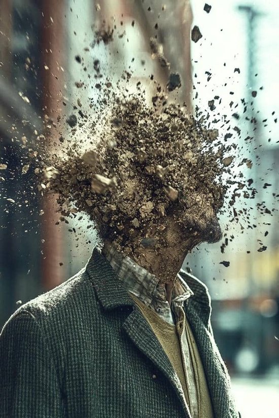 Explosie Poster | Rots Hoofd Man Poster | Expressief Poster ...