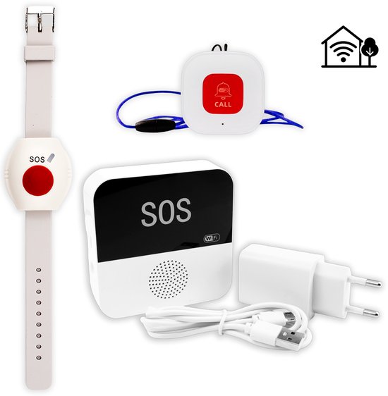 Alarmknop Set Basis (AHO) – Basisstation, Alarmknop en Alarm horloge ...