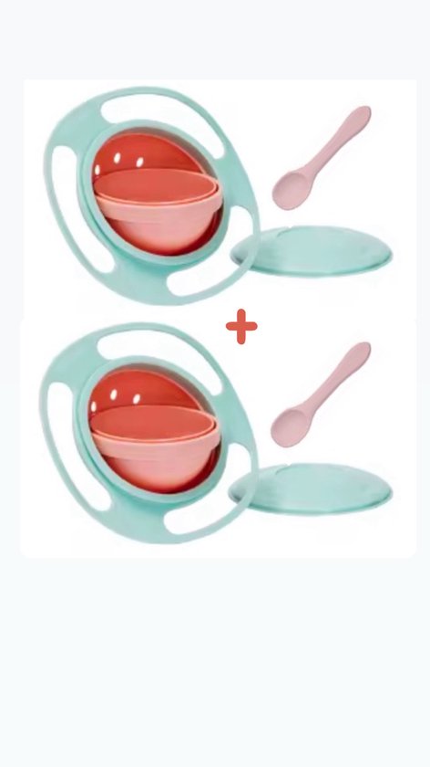 Younik - anti mors knoei kom - 360° - met deksel - en lepel (BPA vrij ...