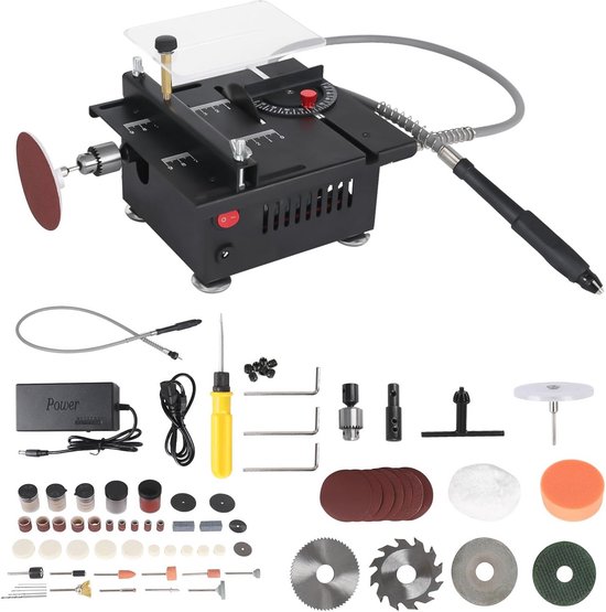 Multifunctionele Mini Tafelzaag met 7 Snelheden en 16 mm Zaagdiepte ...