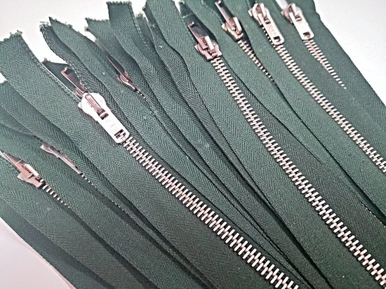 Rits , Niet-Deelbaar , Metaalrits , (20 Stuks) kleur Donker Groen, Lengte 20 cm | bol