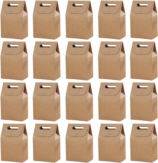 Cadeauzakjes met Handvat - 20 Stuks Bruin Papieren Zakjes voor Snoep ...