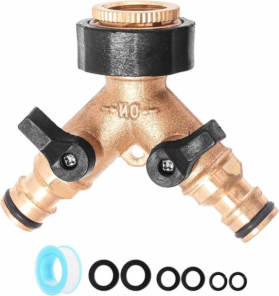 Allecto Plus - Tuinslang verdeler messing 2-weg kraan verdeler buitenkraan verdeler... | bol