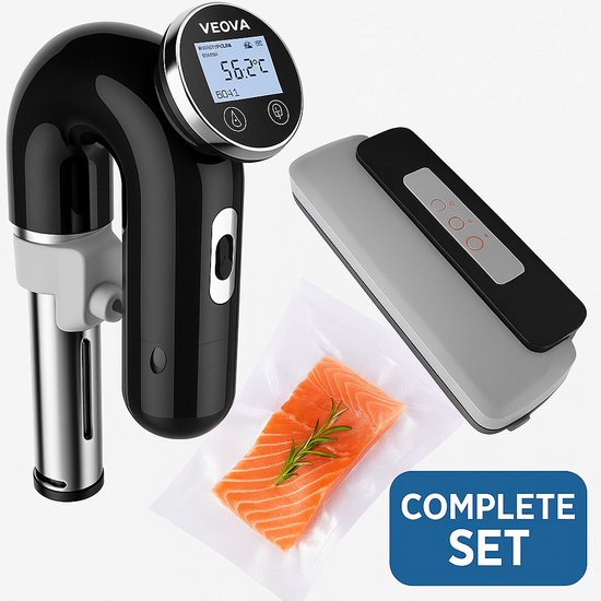 Veova Sous Vide Set – Inclusief Stick, Vacuümapparaat & Zakjes – 1200W ...