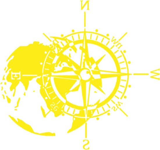 Kompas Stickers – Geel – 40 x 36 cm – Voor Auto, Motor, Caravan, Camper ...