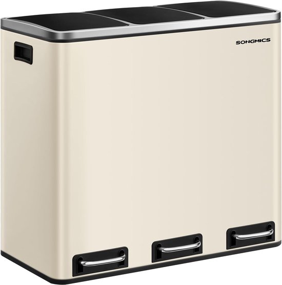 Keukenafvalbak, 3 x 18 liter, afvalscheidingssysteem, 3 vakken ...