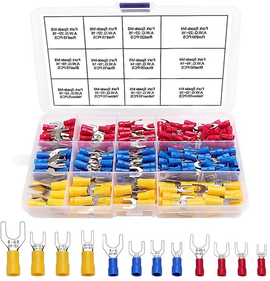 Stuks Vork Spade Crimp Terminals Connectoren Set - Geïsoleerde ...