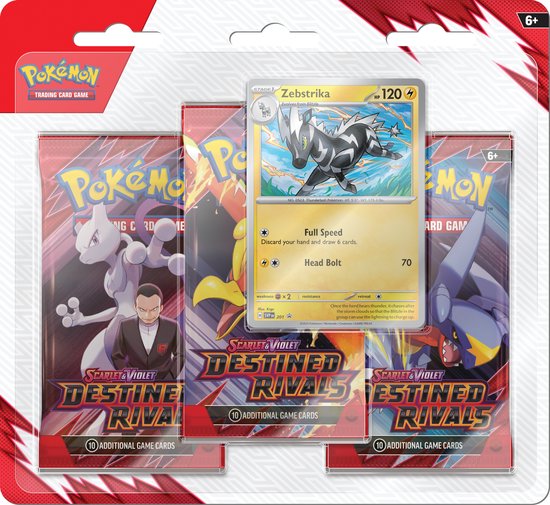 Pokémon SV10 Destined Rivals - 3 Pack Blister - Zebstrika - Pokémon Kaarten - Trading... | bol