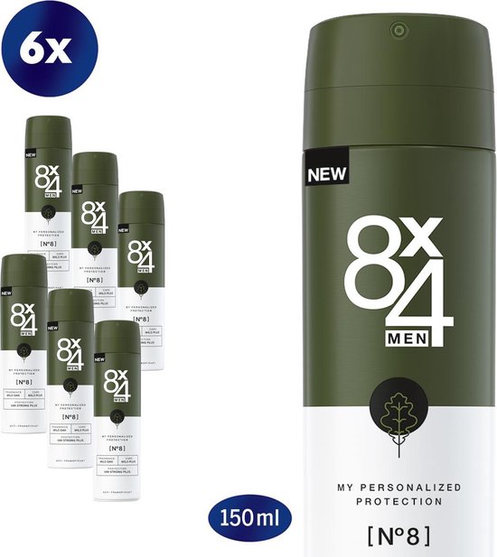 8X4 MEN N0.8 Wild Oak - Anti-Transpirant Spray 6 x 150 ml - voordeelverpakking | bol
