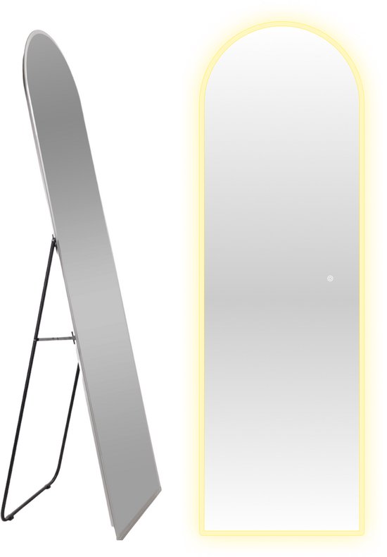 Sensahome Staande Spiegel Oval - Met Led Verlichting - Frameloos ...