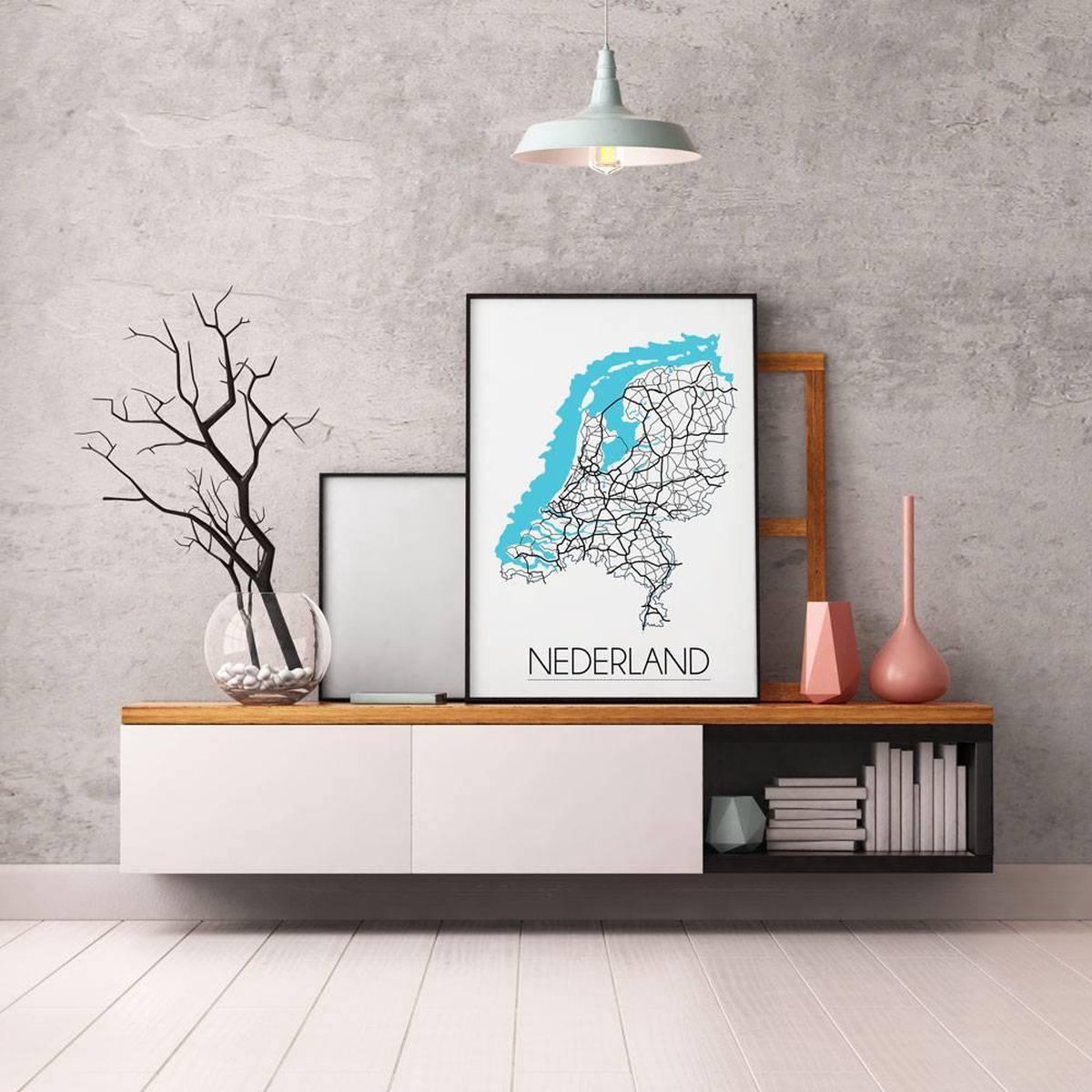 DesignClaud Plattegrond Nederland Landkaart Poster Wanddecoratie - Wit ...