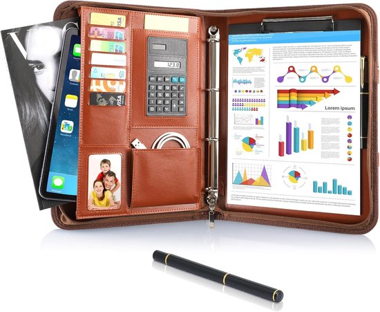 Conferentiemap A4 - documentenmap - bruin - leer | bol