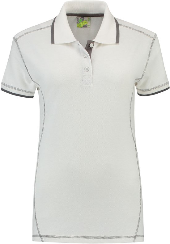 Lemon & Soda polo voor dames in de kleur wit in de maat S met contrast ...