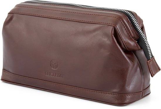 Lucleon - Heren - Bruin Leer Toilettas | bol