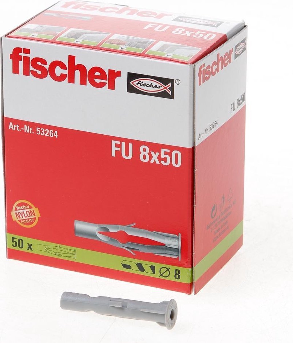 Fischer universeel pluggen fu 8 x 50 - 50 Stuks | bol.com