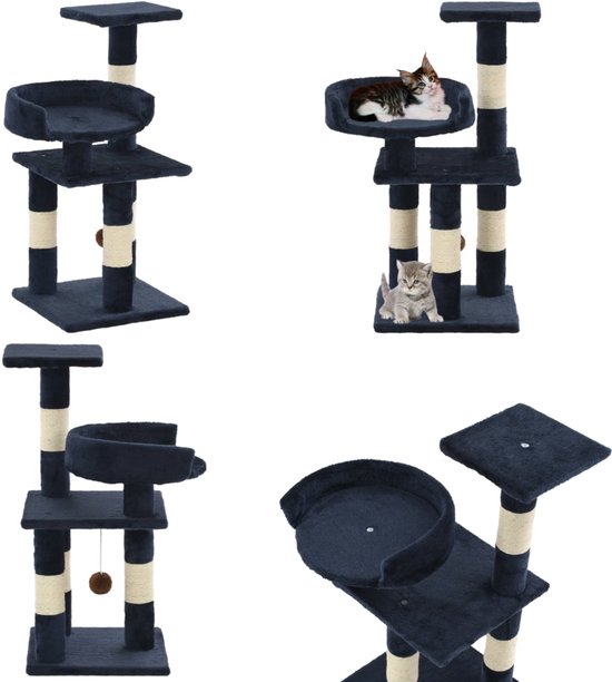 vidaXL Kattenkrabpaal met sisal krabpalen 65 cm blauw - Kattenboom ...