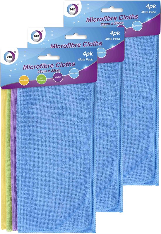 DID Microvezel doekjes - 12x - kleuren mix - schoonmaak doekjes - 23 x ...
