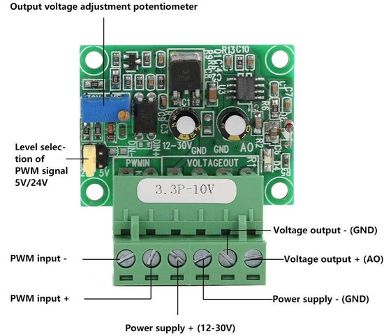 Voltage Converter Module 3.3V PWM Signal to 0-10V PWM Digital Analog ...