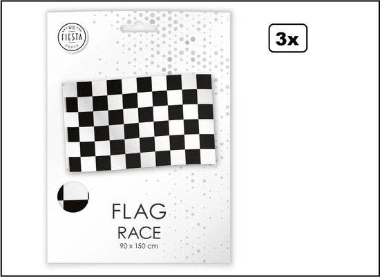 3x Vlag race finish zwart/wit geblokt 90cm x 150cm - Finish thema feest ...