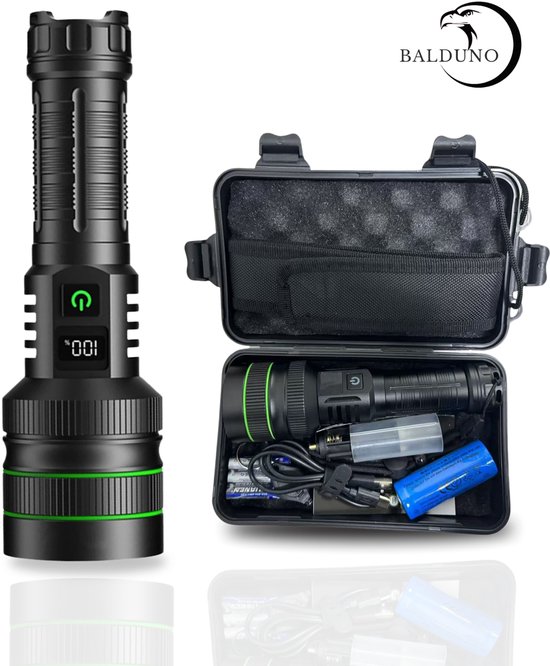 BALDUNO Zaklamp LED oplaadbaar - Militaire zaklamp - 5000 Lumen - 26650 mAh oplaadbare... | bol