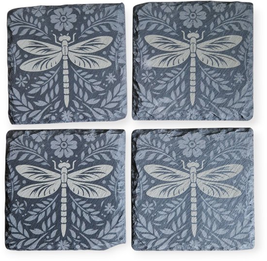 Spant7 - Leisteen onderzetters - Onderzetters - Set van 4 - Libelle ...