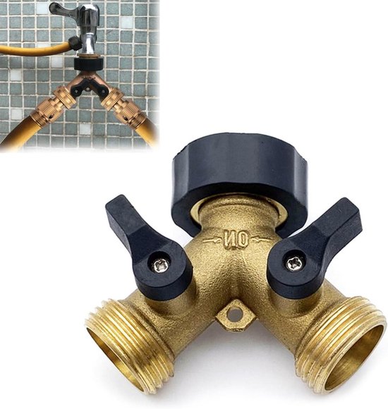 Y-connector ventiel 2-weg verdeler afsluitkranen voor kranen messing tuinslang... | bol