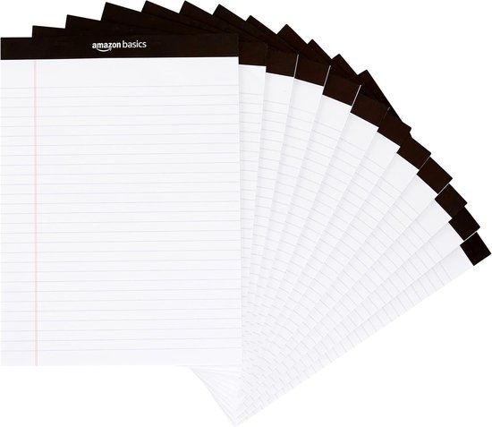 Basics Wide Ruled Lined Writing Note Pads, 8.5 inch x 11.75 inch, White ...
